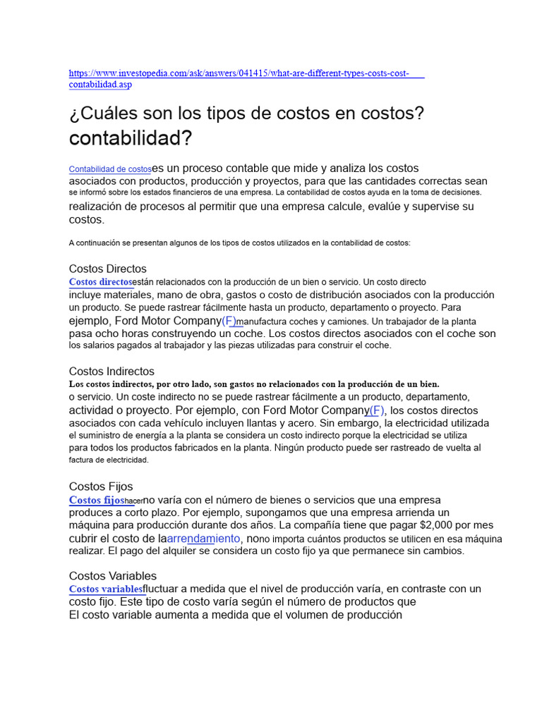 Example Two | PDF | Contabilidad de costos | Costo