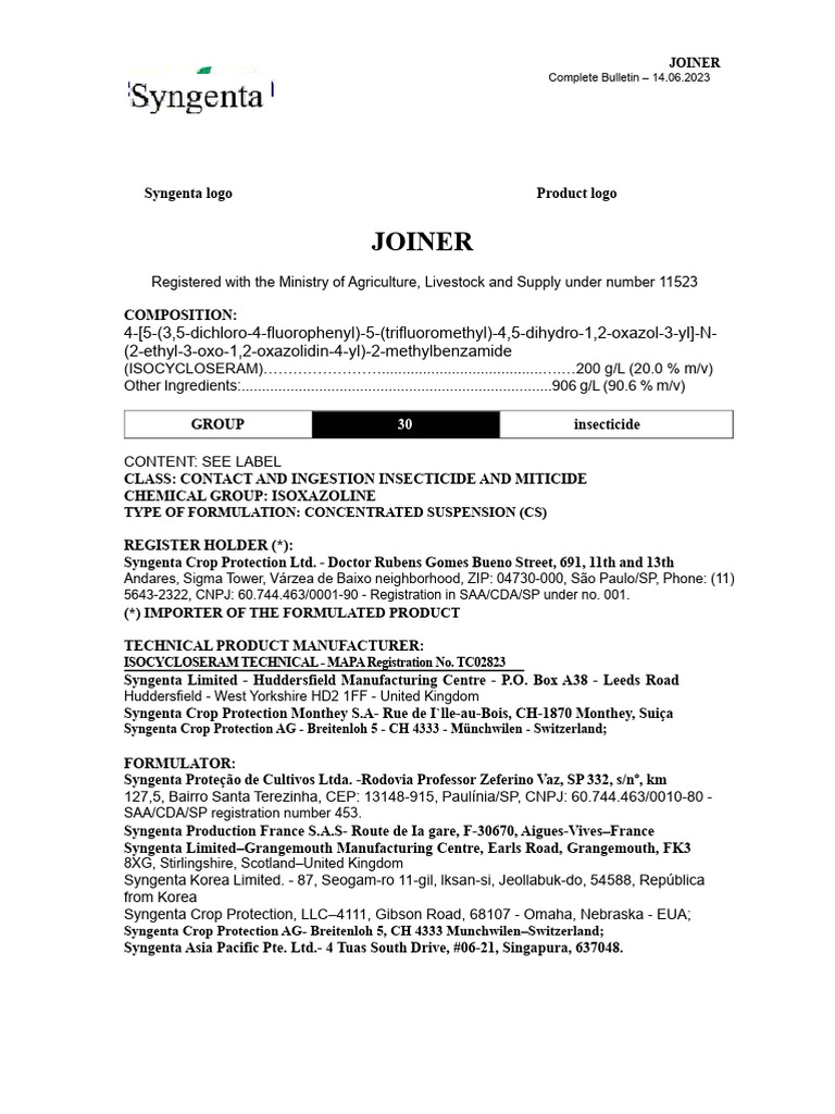 joiner_-_package insert | PDF | Pest (Organism)