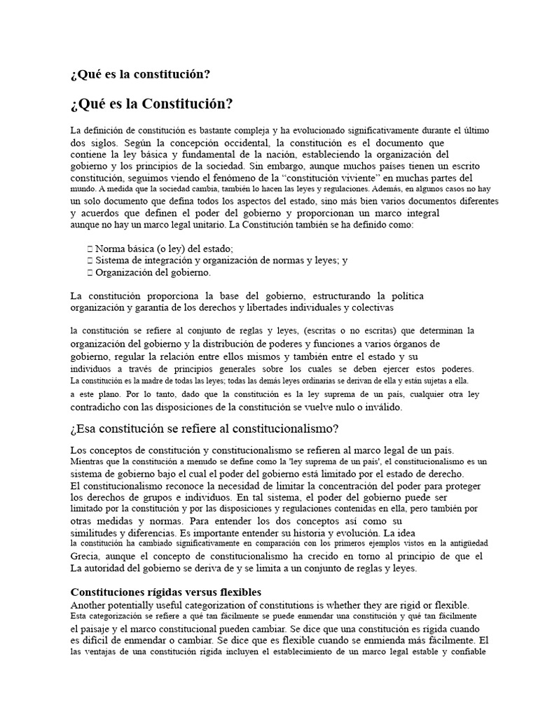¿Qué es la Constitución? | PDF | Constitución | Gobierno