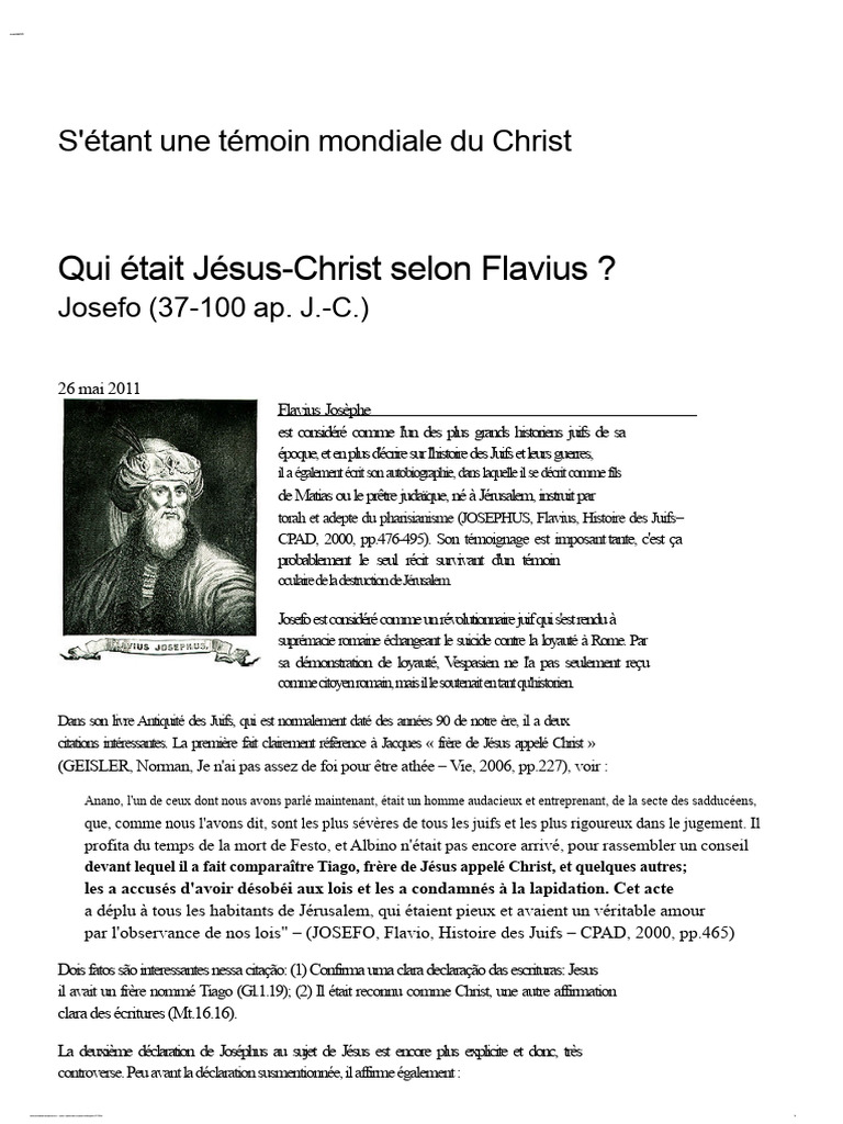 Flavius Josèphe sur Jésus-Christ et Jacques | PDF | Flavius Josèphe | Jésus