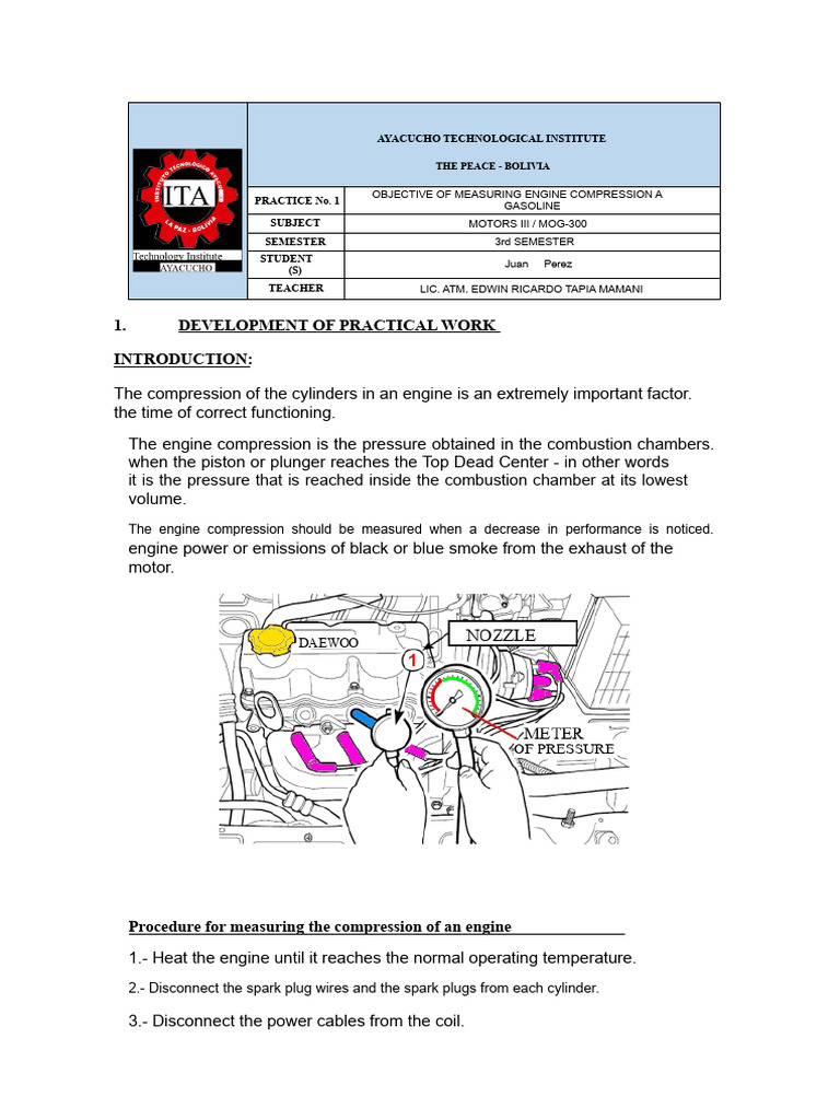 Measuring Engine Compression in Gasoline Motors | PDF | Engines | Pressure