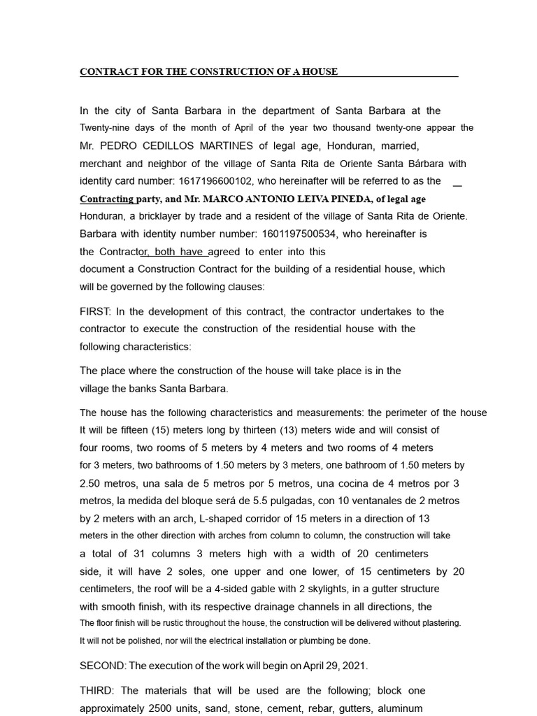 House Construction Contract in Santa Barbara | PDF | Building Engineering