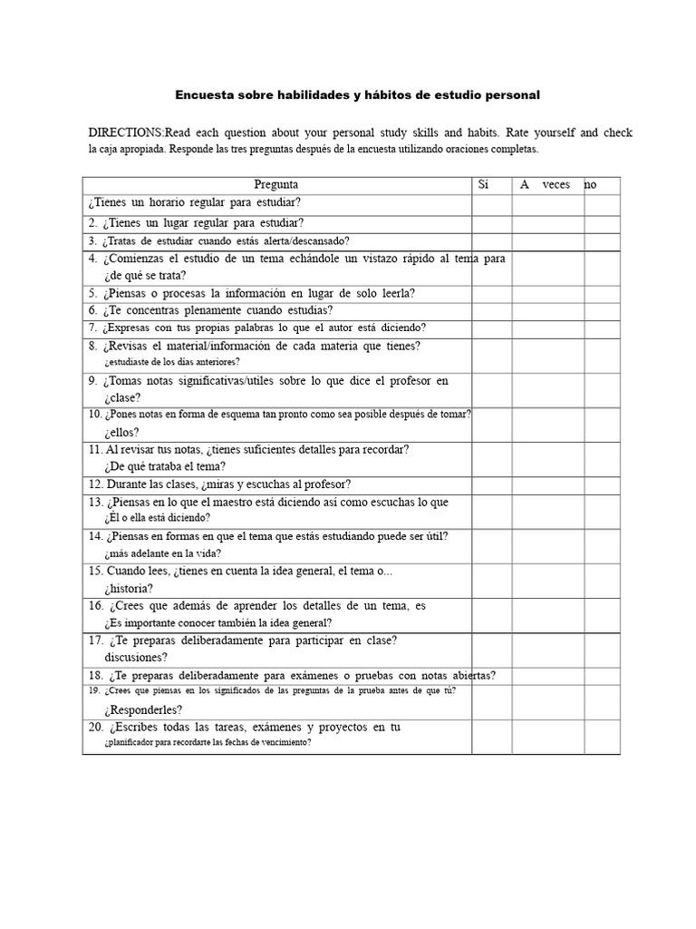 habilidades de estudio yo | PDF