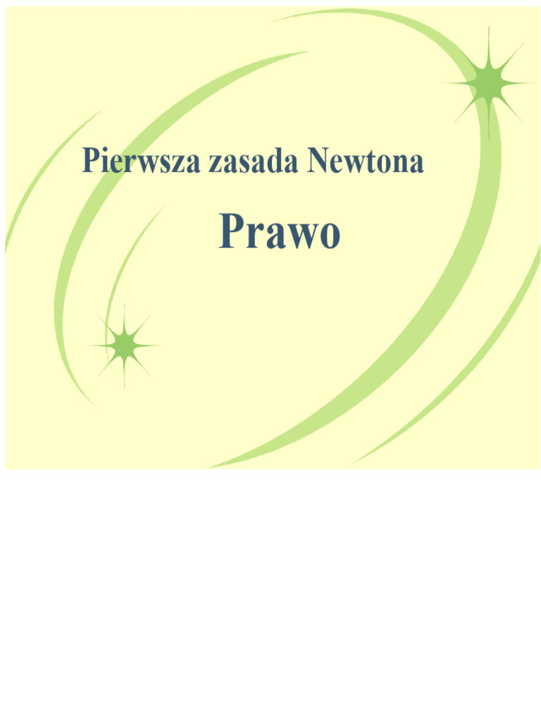 Prawo Ruchu Newtona - I Zasada | PDF
