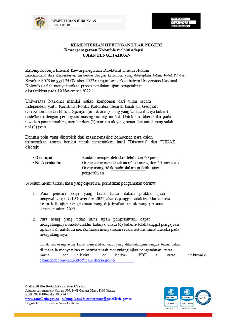 Hasil Ujian Pengetahuan | PDF