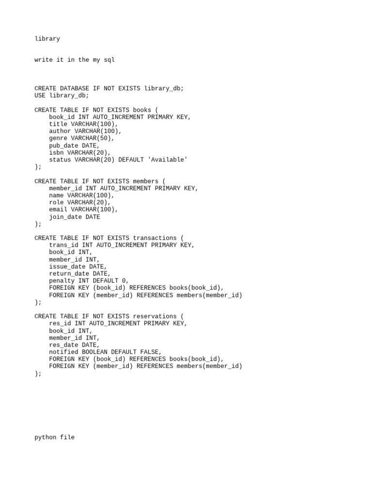 Library | PDF | My Sql | Sql