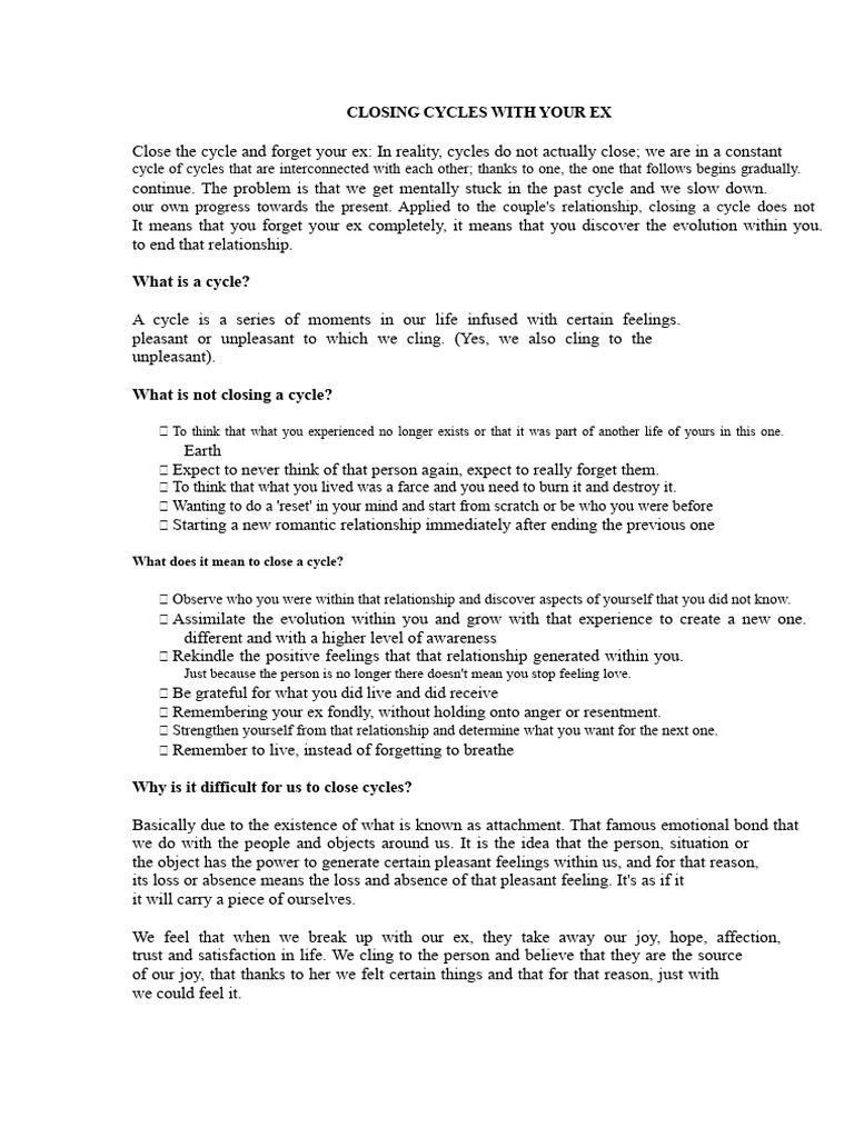 Closing Cycles With Your Ex | PDF | Feeling | Love