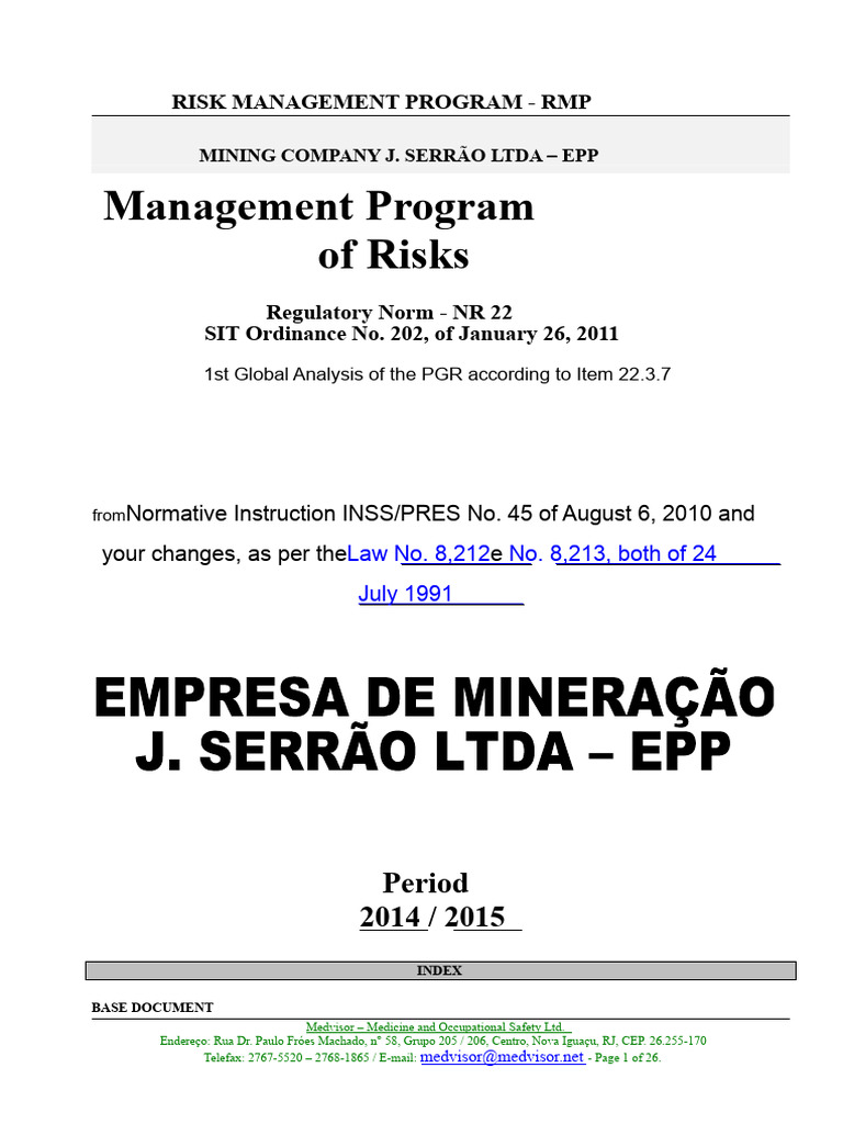 Risk Management Program - RMP | PDF | Occupational Safety And Health | Risk