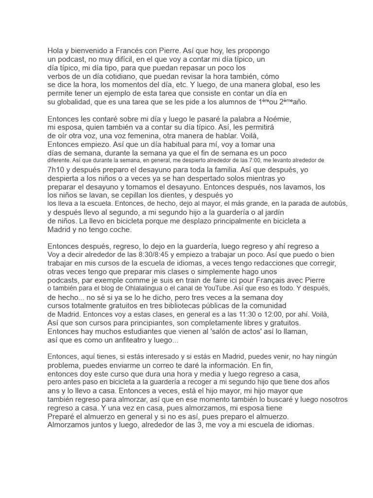 Un día típico con Pierre y Noémie | PDF