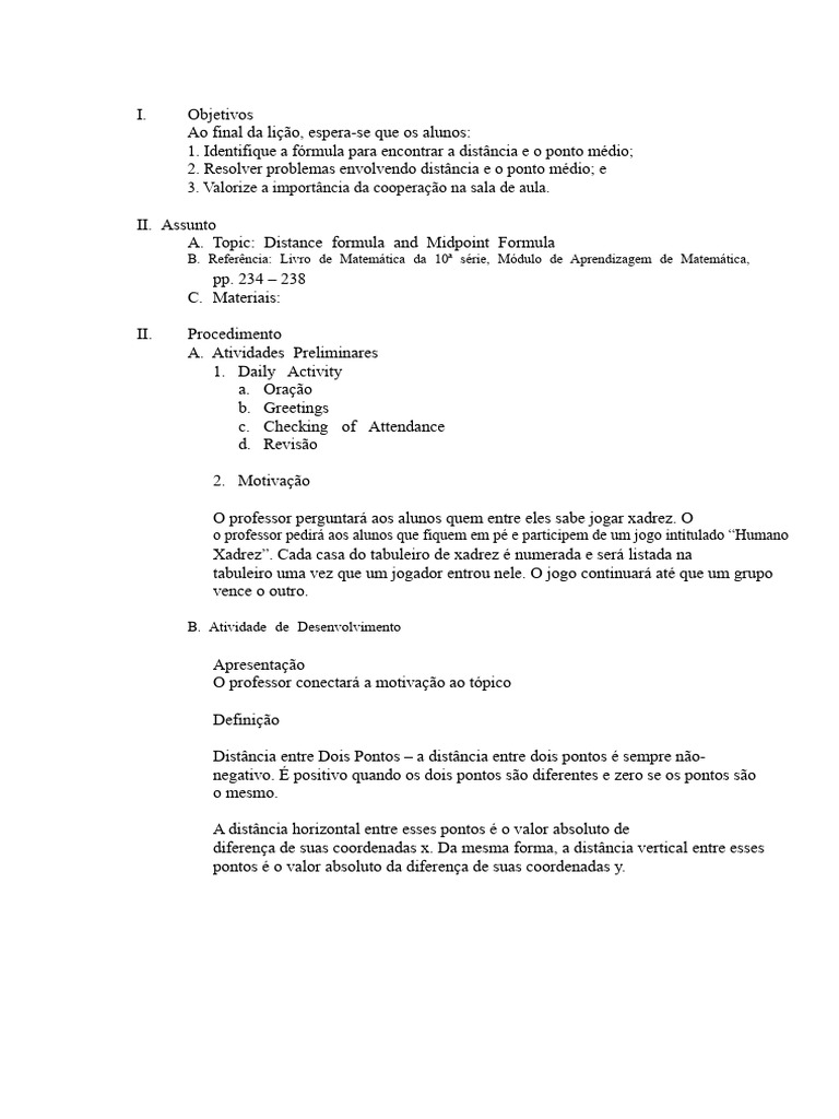 Fórmulas de Distância e Ponto Médio | PDF | Xadrez | Triângulo
