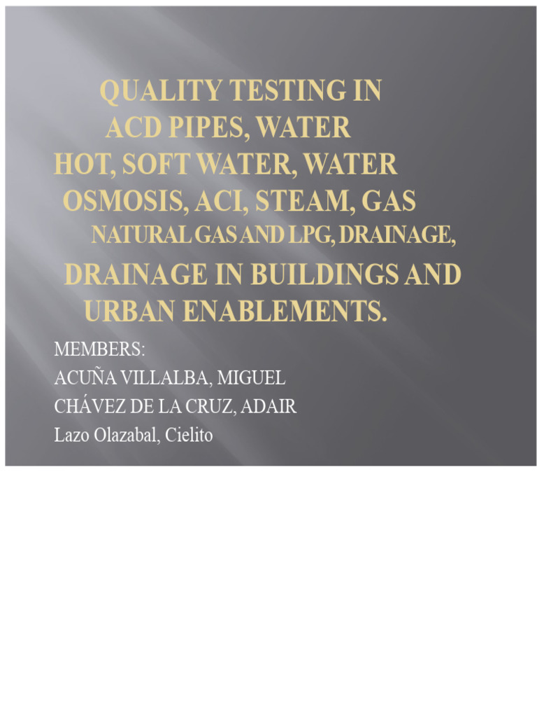 Quality Testing in Acd Pipes, Water Hot, Soft Water, Water Osmosis, Aci ...