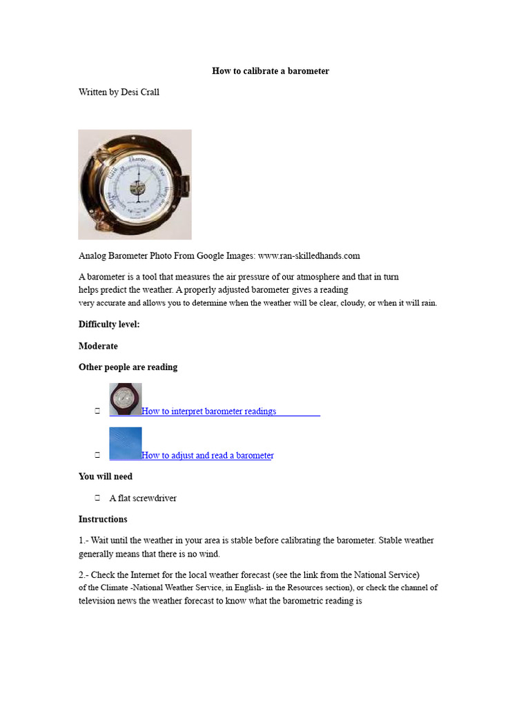 How to Calibrate a Barometer | PDF | Weather | Earth Phenomena