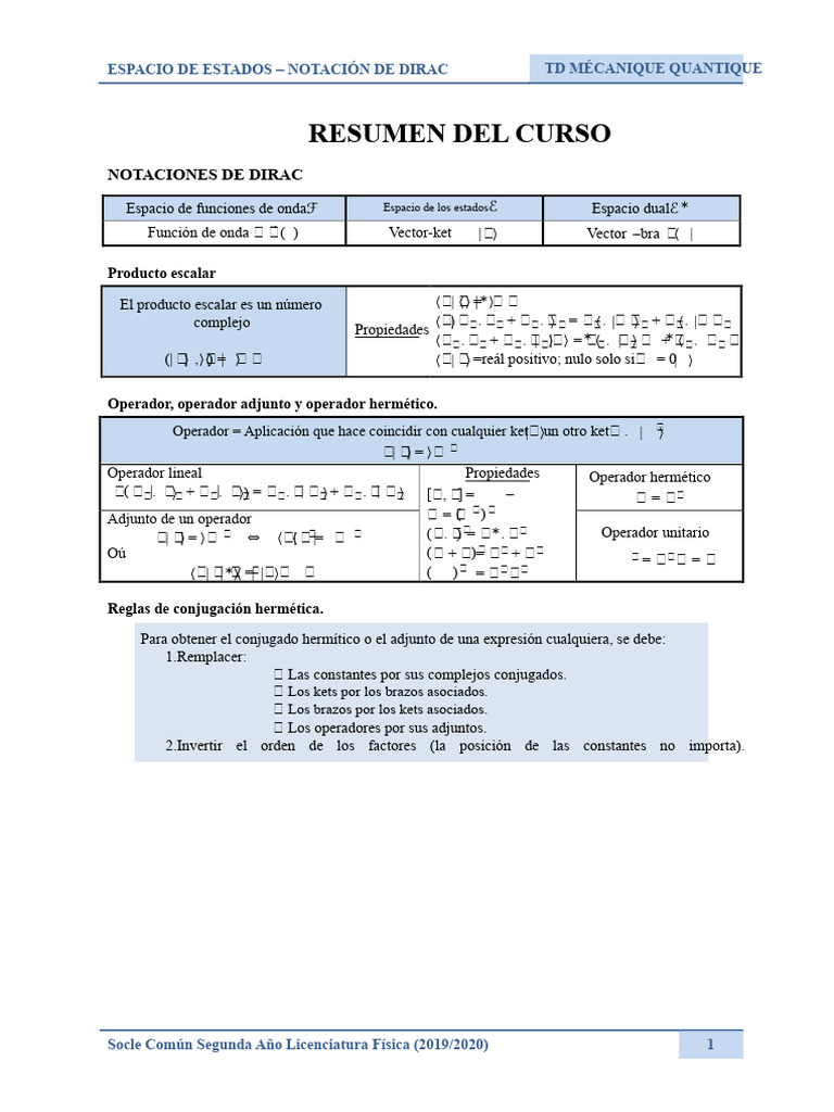 TD #04 Espacio de Estados y Notación de Dirac | PDF | Valores propios y vectores propios ...