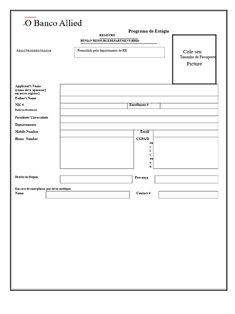 Formulário de Inscrição para Estágio ABL | PDF