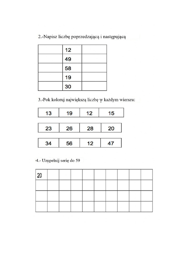 Test Matematyczny Numeracja Do 100 | PDF