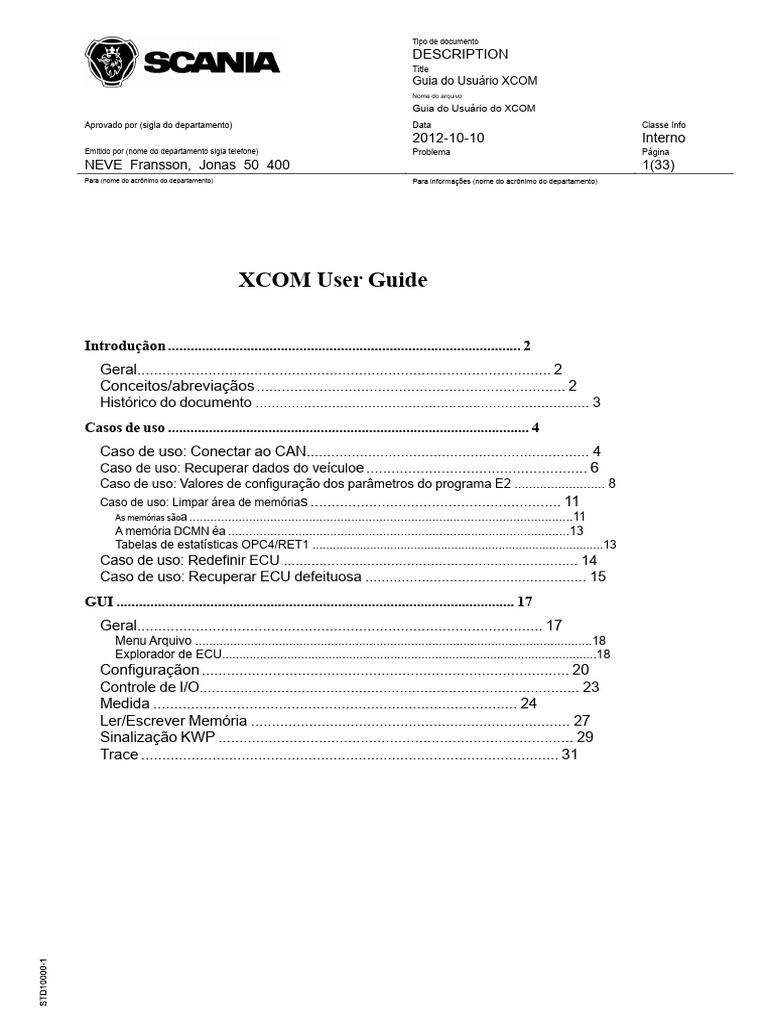 Guia do Usuário para XCOM: Diagnóstico ECU | PDF | Janela (informática ...