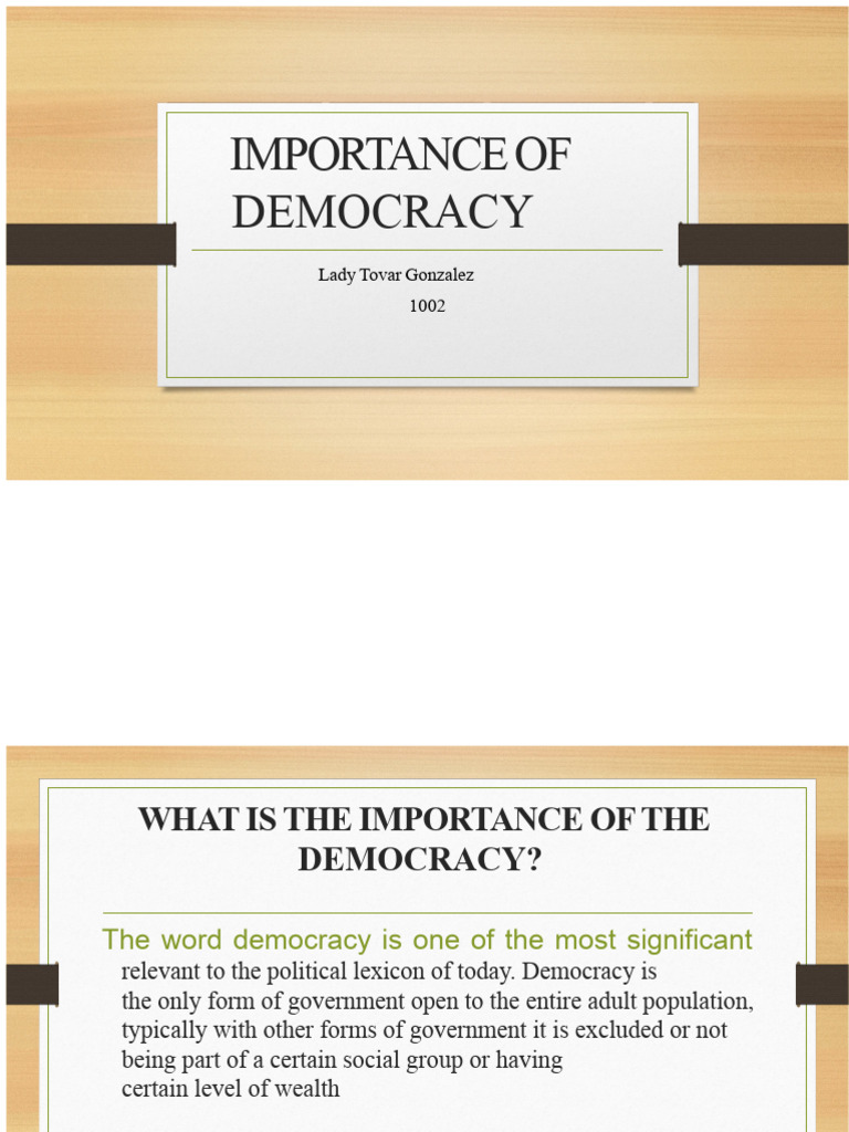 Importance of Democracy | PDF