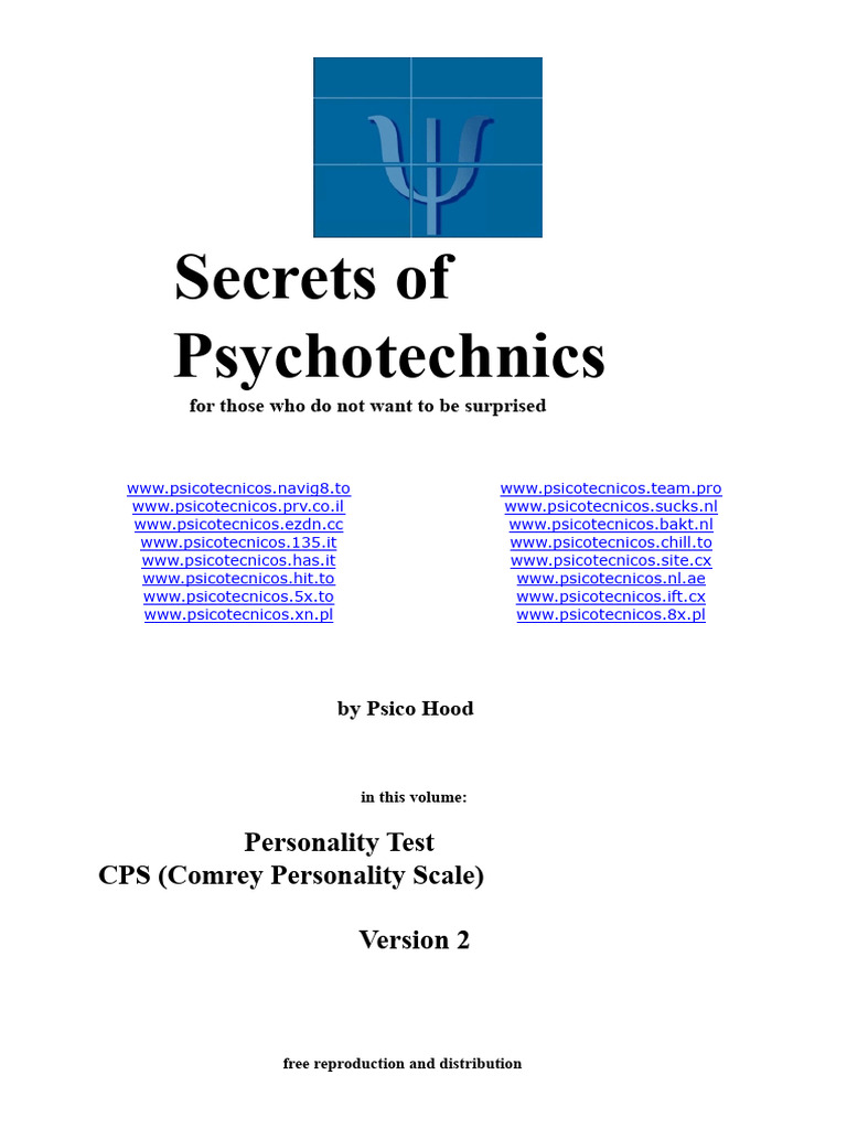 Psychotechnics: Mastering Personality Tests | PDF | Psychological ...