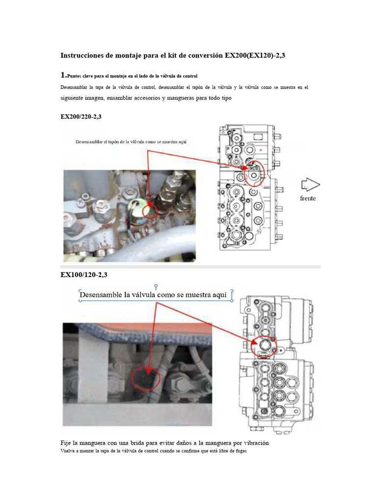 Montaje del Kit de Conversión EX200-2,3 | PDF | Bomba | Ingeniería mecánica