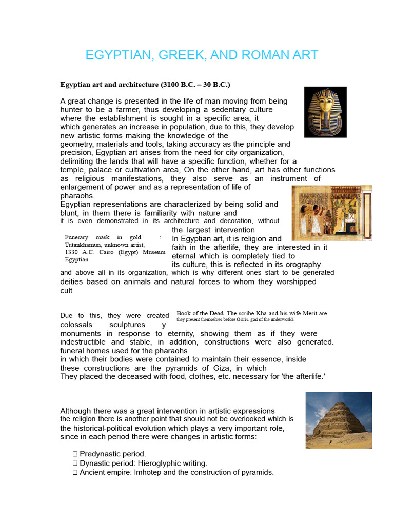 Egyptian, Greek, and Roman Art Overview | PDF | Ancient Egypt | Ancient ...