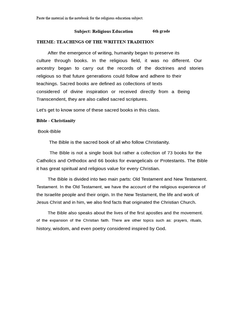 Teachings of the written tradition | PDF | Bible | Christian Belief And ...