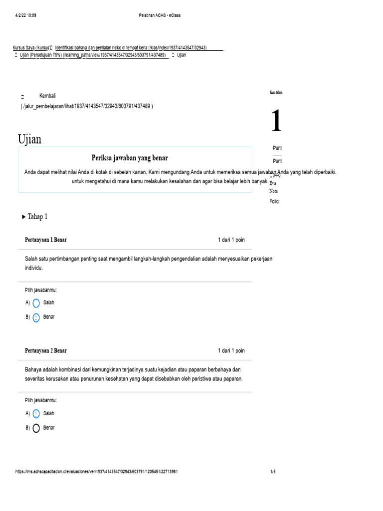 Pelatihan ACHS - EClass Identifikasi Bahaya | PDF