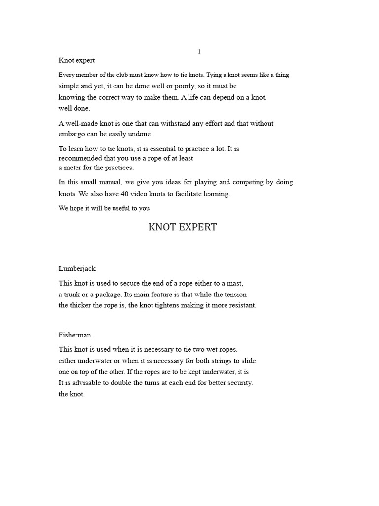 activities to practice knots.pdf | PDF | Knot | Rope