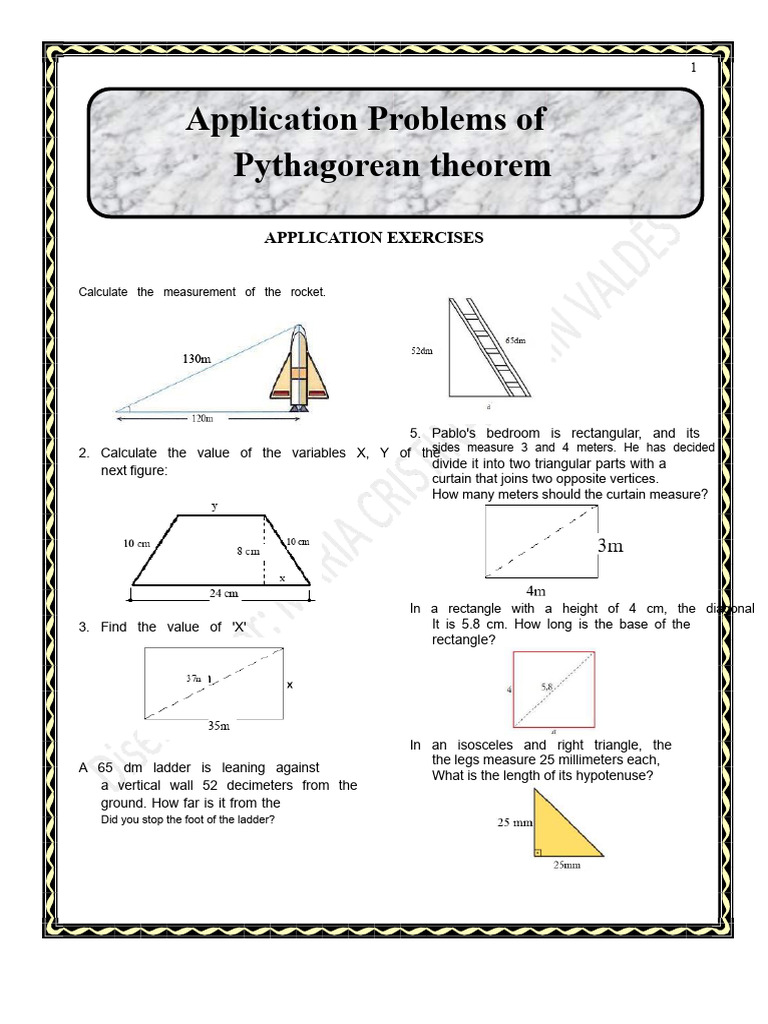 Application Problems of The Pythagorean Theorem | PDF | Rectangle ...