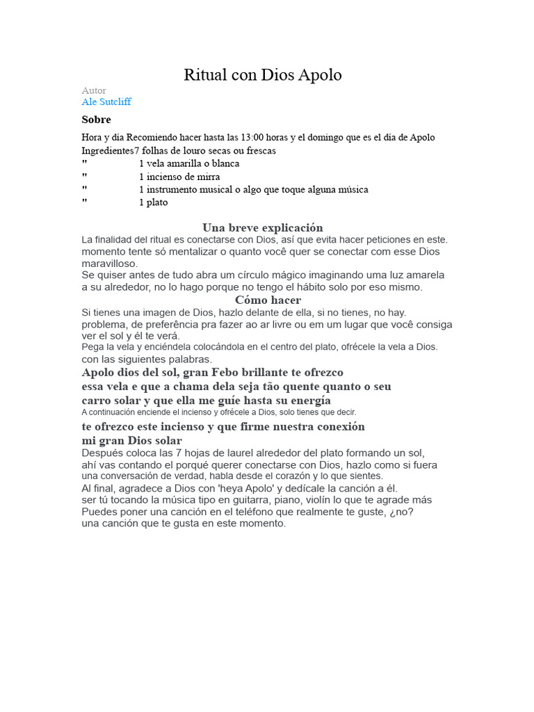 Ritual de Conexión con Apolo | PDF
