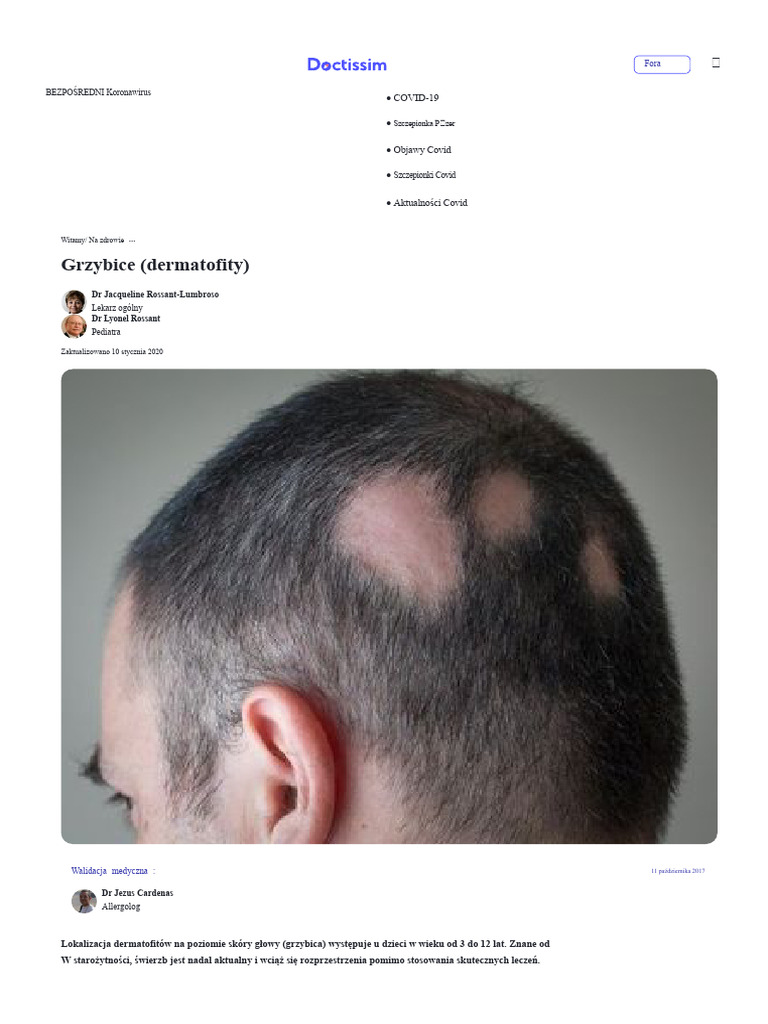 Grzybice (Dermatofity) - Objawy I Leczenie - Doctissimo | PDF