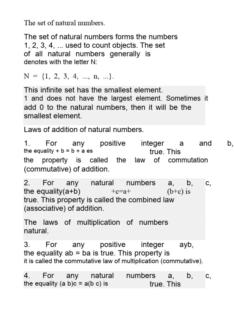 The Set of Natural Numbers PDF | PDF | Numbers | Multiplication