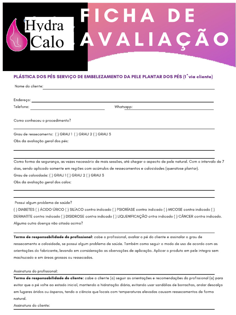 Plastic assessment form of the feet | PDF