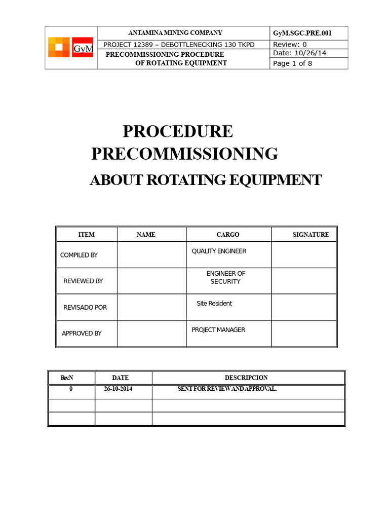 Precommissioning Rotating Equipment Guide | PDF | Verification And ...