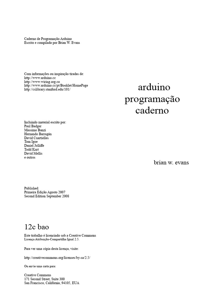 Caderno de Programação Arduino | PDF | Arduino | Entrada/Saída