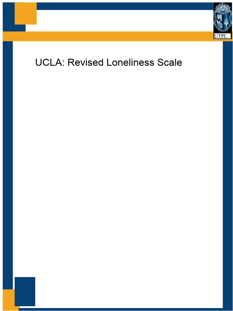 Revised UCLA Loneliness Scale Overview | PDF | Loneliness | Validity ...