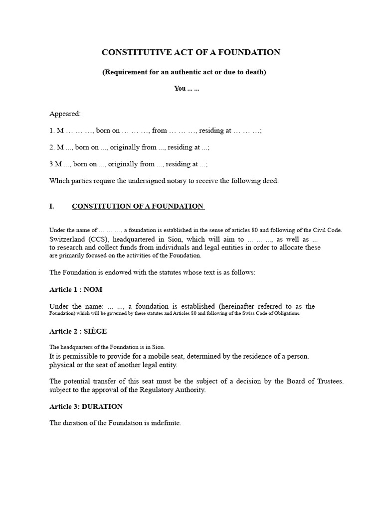 26. Foundation statutes | PDF | Board Of Directors | Presidents Of The ...
