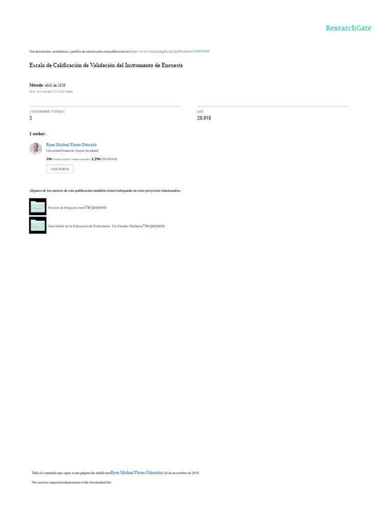 Escala de Calificación de Validación de Instrumentos de Encuesta | PDF | Validez (Estadísticas ...