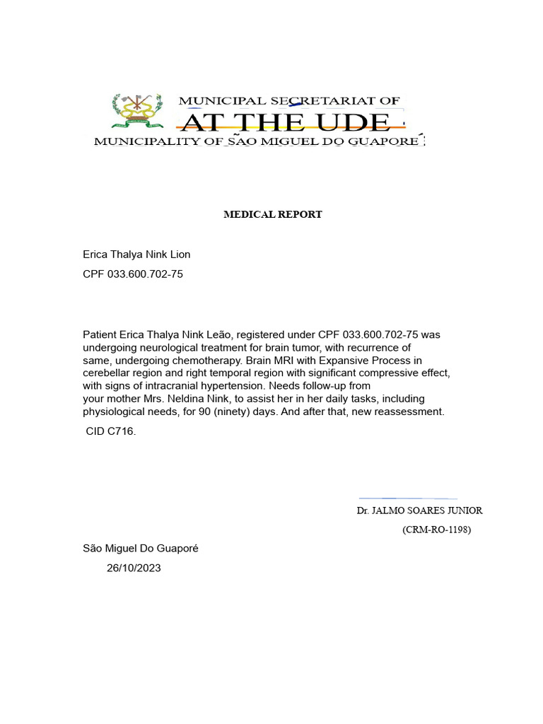 Medical Report | PDF