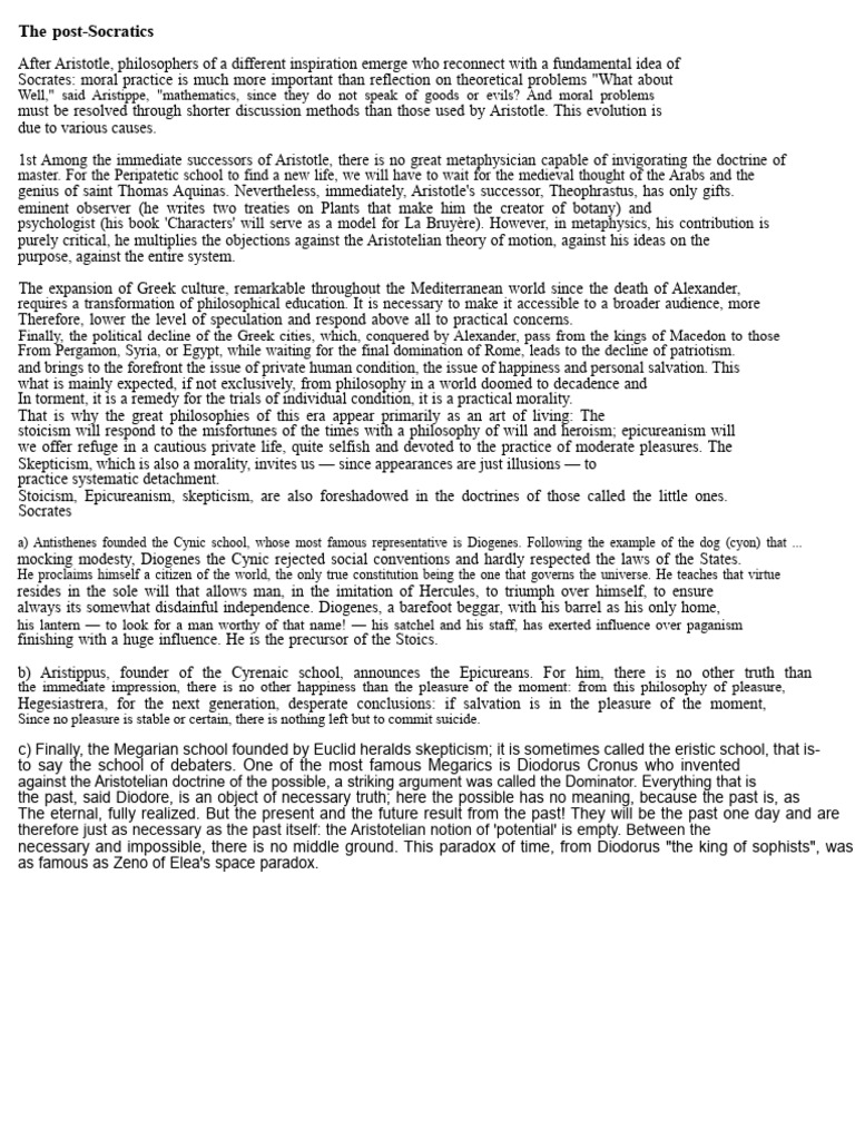 the-post-socratic-1-1 | PDF | Aristotle | Stoicism