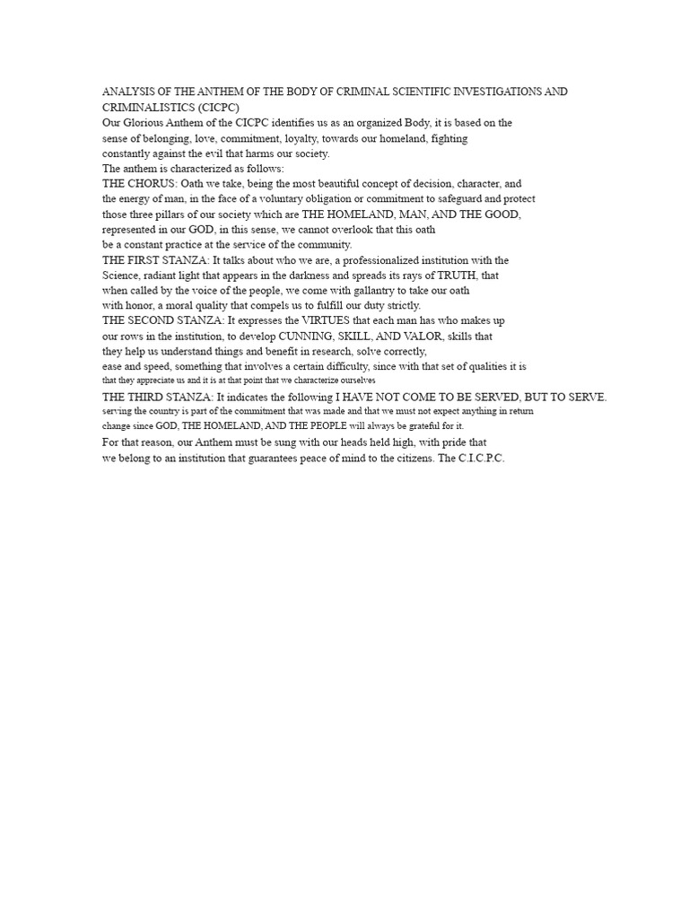Analysis of The Anthem of The Body of Scientific Research in Criminal ...