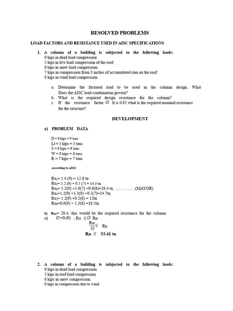 Exercises-loads (1) | PDF | Structural Load | Mechanics