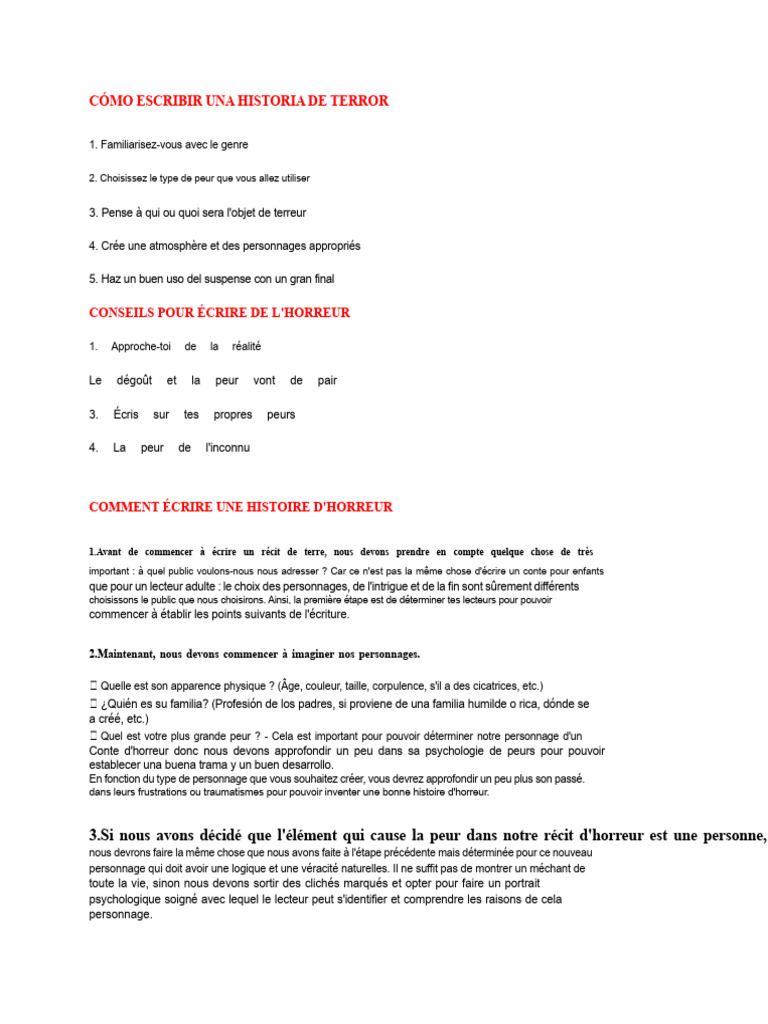 Guide pour écrire une histoire d'horreur | PDF | Peur