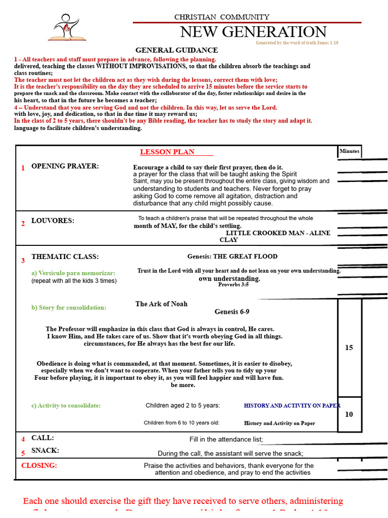 Lesson Plan - Bible - The Ark of Noah | PDF | Prayer | Teachers