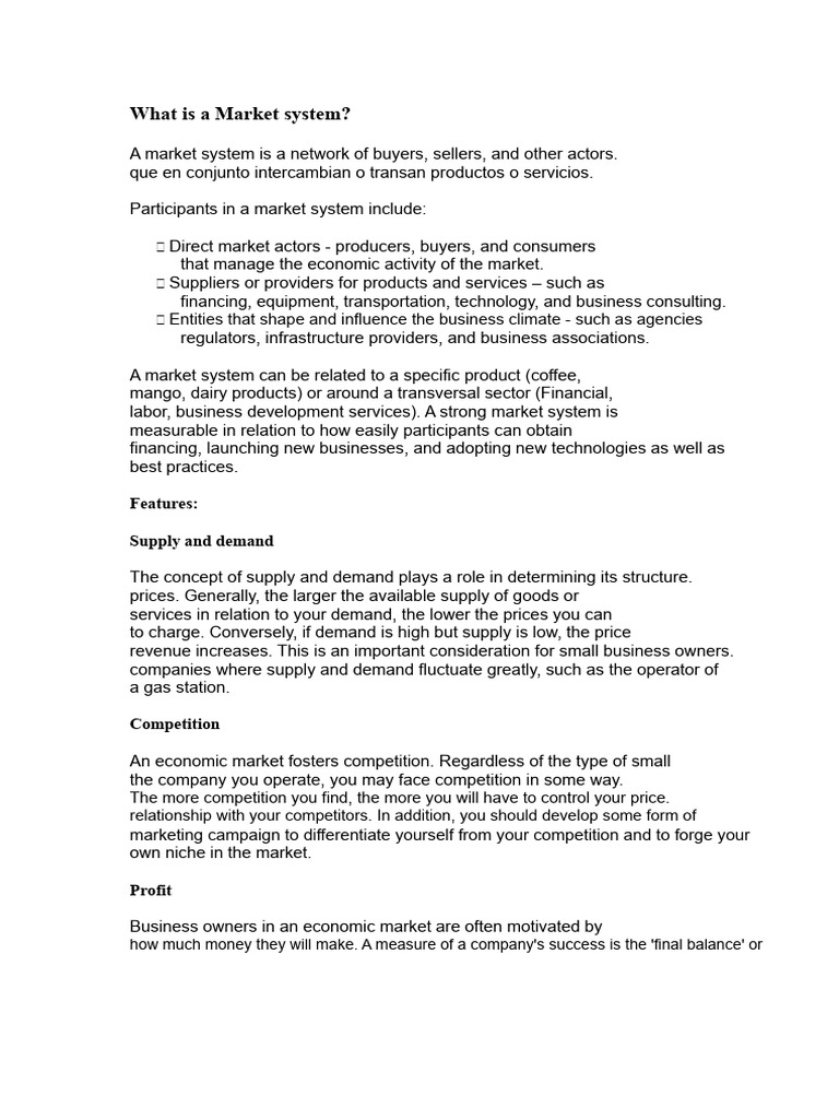 What is a Market System | PDF | Demand | Market (Economics)
