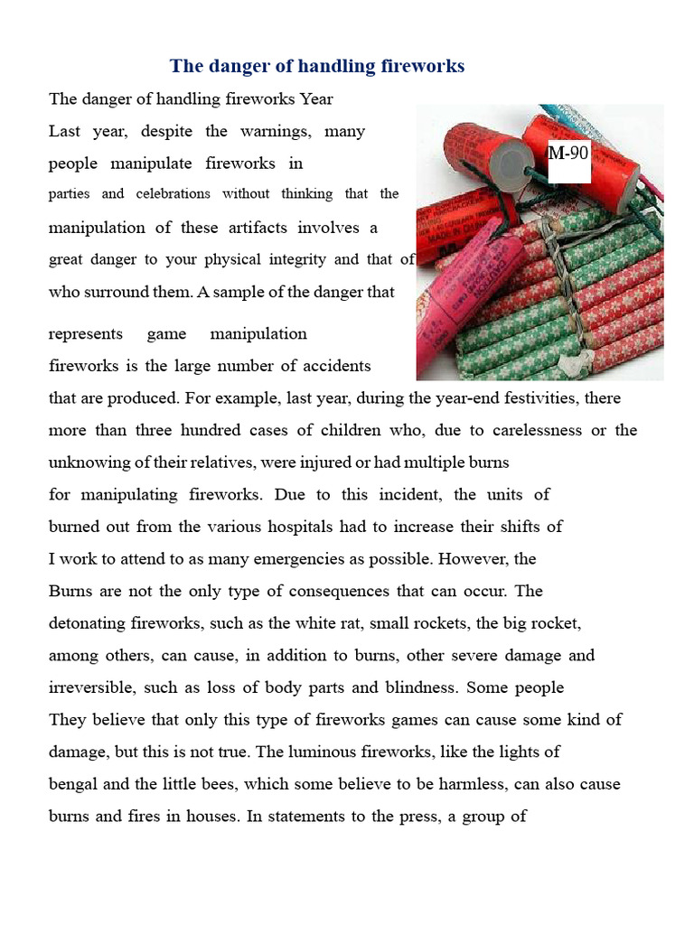 The Danger of Manipulating Fireworks | PDF | Fireworks | Burn
