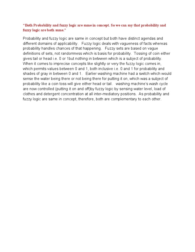Probability or Fuzzy Logic | PDF