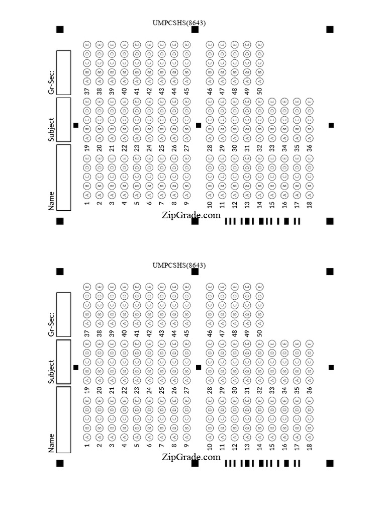 Arkusz odpowiedzi Zipgrade | PDF