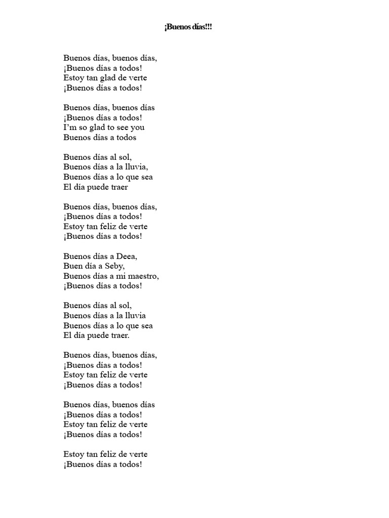 Canción de Buenos Días | PDF