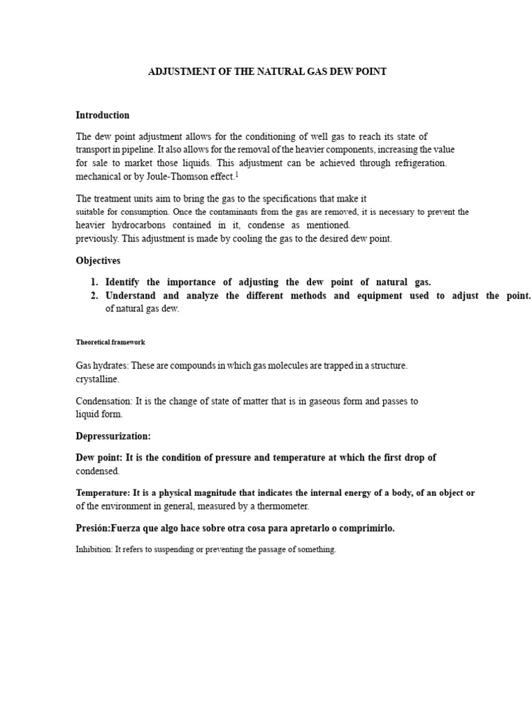 Natural Gas Dew Point Adjustment Guide | PDF | Gases | Natural Gas