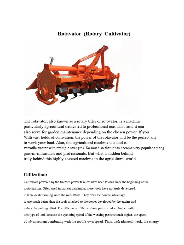 Rotavator | PDF | Agriculture | Mechanical Engineering